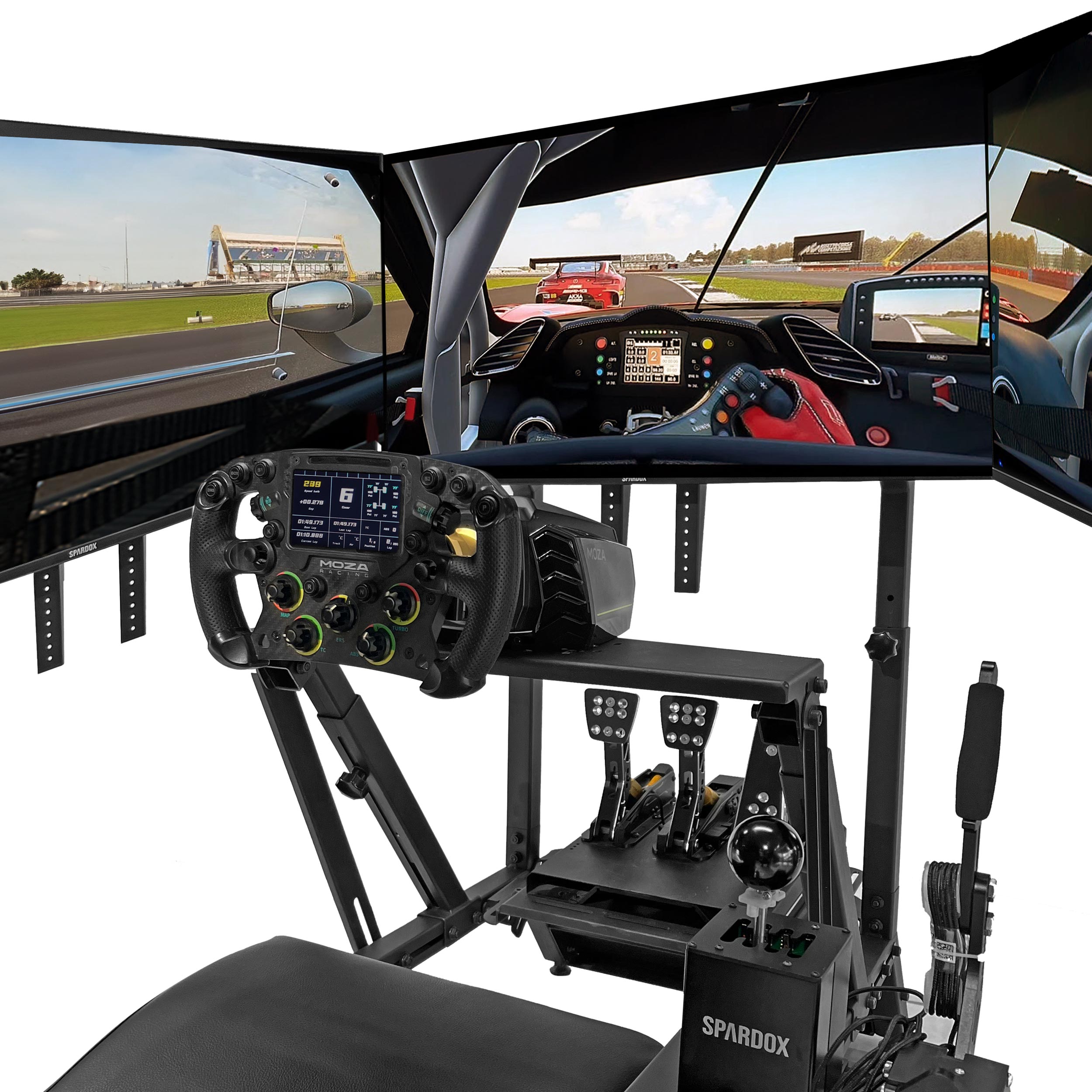 Spardox DX21-FULL Formula-GT Yarış Kokpiti Üç Monitör/TV Ayaklı Full ...